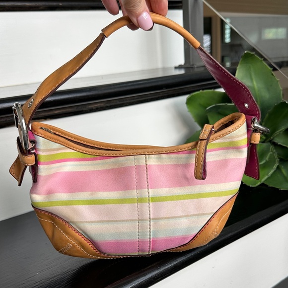 Coach | Bags | Coach Multicolor Stripe Canvas Small Shoulder Bag ...